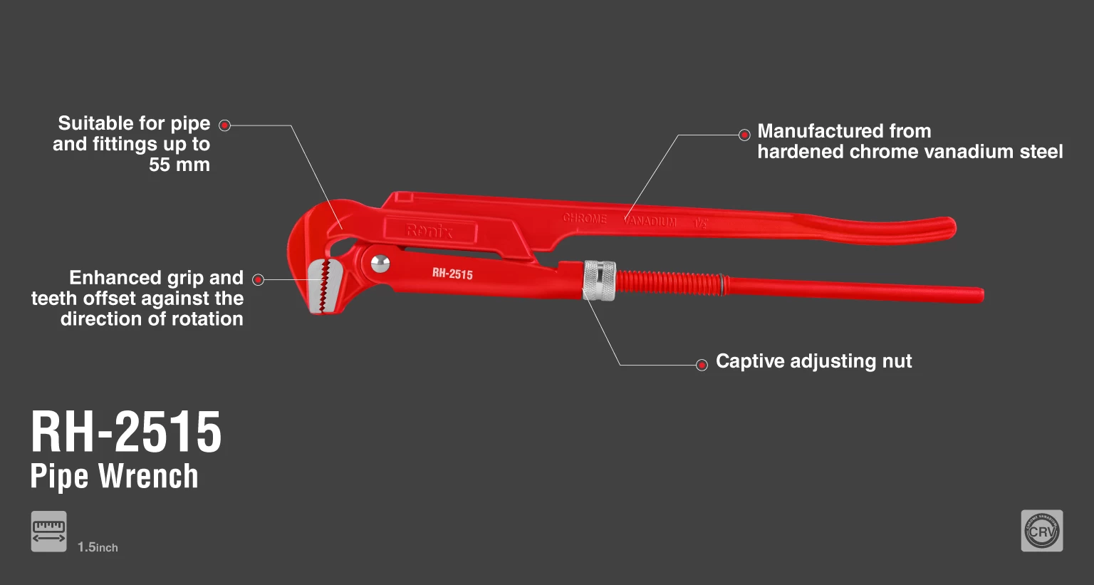 Ronix RH-2515 425-mm Pipe Wrench | 🧰 Ronix Tools