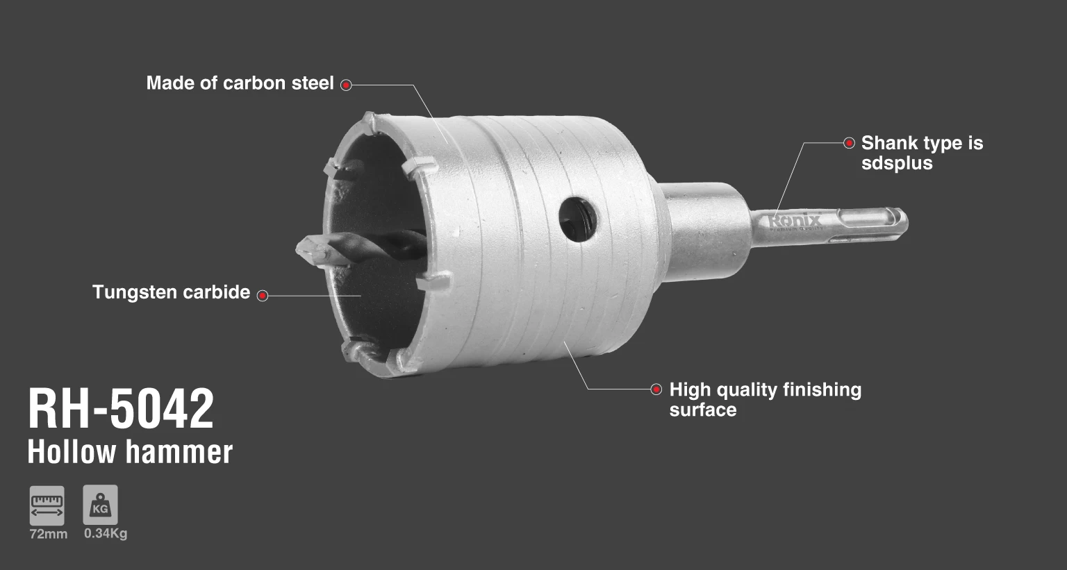 Ronix RH-5042, 50mm Hole Core Bit | 🧰 Ronix Tools